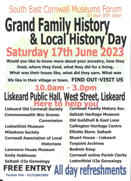 Family History & Local History Day : Lostwithiel Family History & Local History Day : Lostwithiel